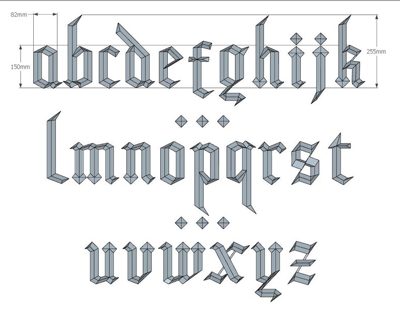 Papercraft 3D Letters Paper Gothic Alphabet Lowpoly Gothic - Etsy