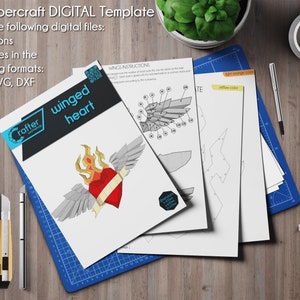 Papercraft Heart, Paper Winged Heart, Heart Template, PDF Heart With ...