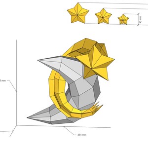 Papercraft Star and Moon, Low Poly Star and Moon Template, Home Paper ...