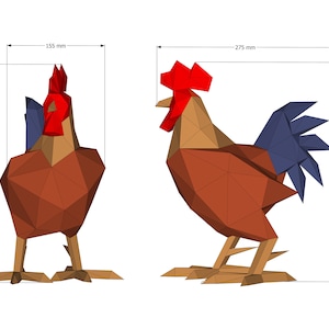 3d Papercraft Rooster PDF Template, DIY Rooster, 3D Origami, Paper Cock ...