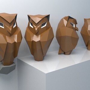 Papercraft 3d Low Poly Owl, Paper Owl Template, Paper Decoration, DIY ...