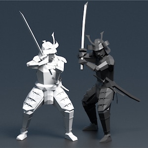 Papercraft 3d Samurai Warrior Figurine Digital PDF Template, Low Poly ...