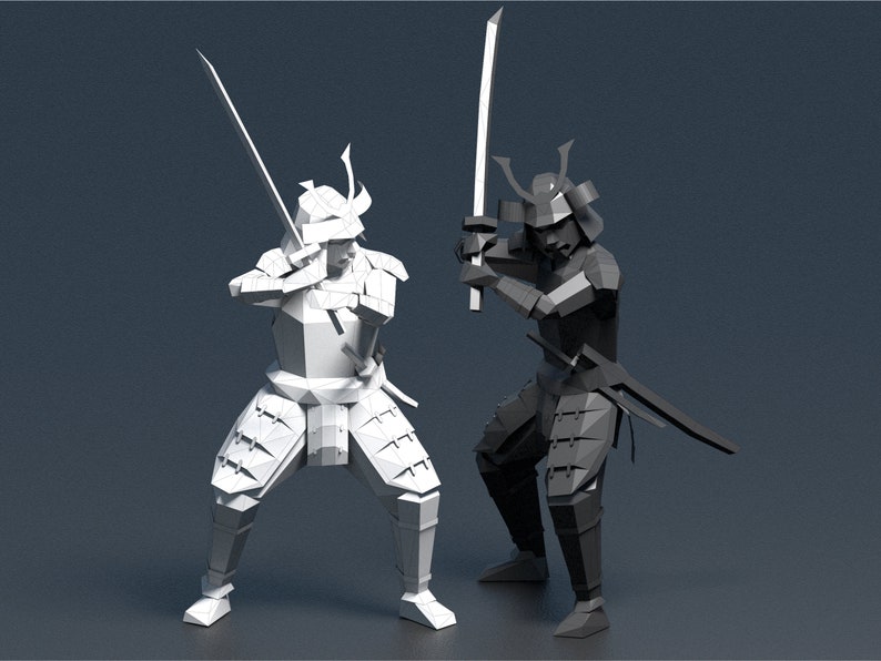 Papercraft 3d Samurai Warrior Figurine Digital PDF Template, Low Poly ...