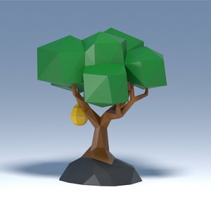 3d Papercraft Tree Template, Low Poly Paper Tree Template,diy Origami ...