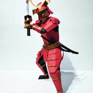 Papercraft 3d Samurai Warrior Figurine Digital PDF Template, Low Poly ...