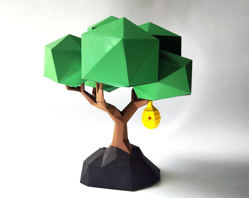 3d Papercraft Tree Template, Low Poly Paper Tree Template,diy Origami ...