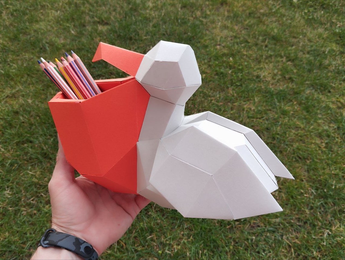 Papercraft Pelican Bird, PDF, SVG, DXF Template for Pelican, Pepakura ...