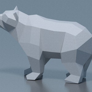 Papercraft Bear PDF Template, Paper Animal Pattern, DIY Low Poly Bear ...
