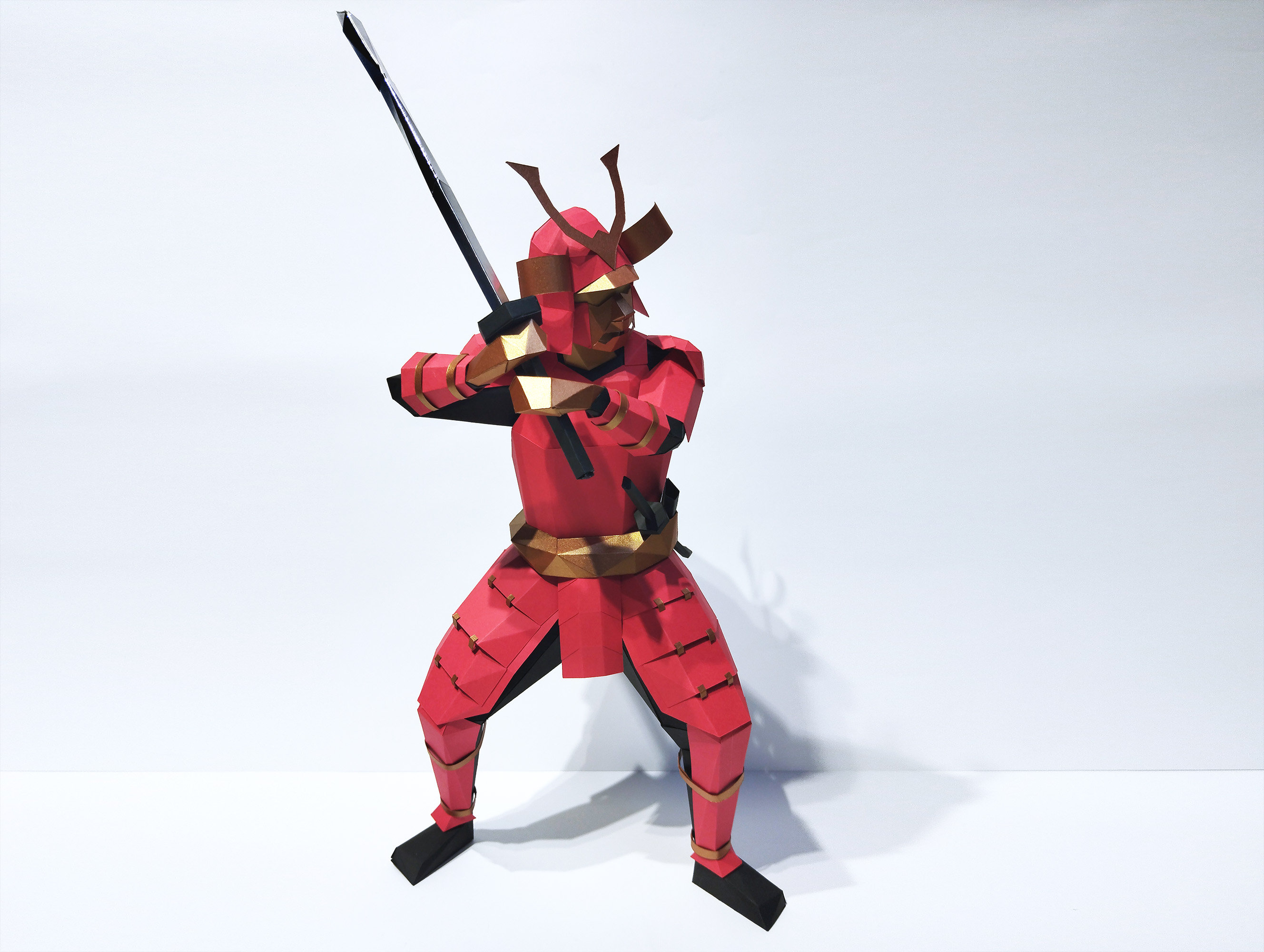 Papercraft 3d Samurai Warrior Figurine Digital PDF Template, Low Poly ...