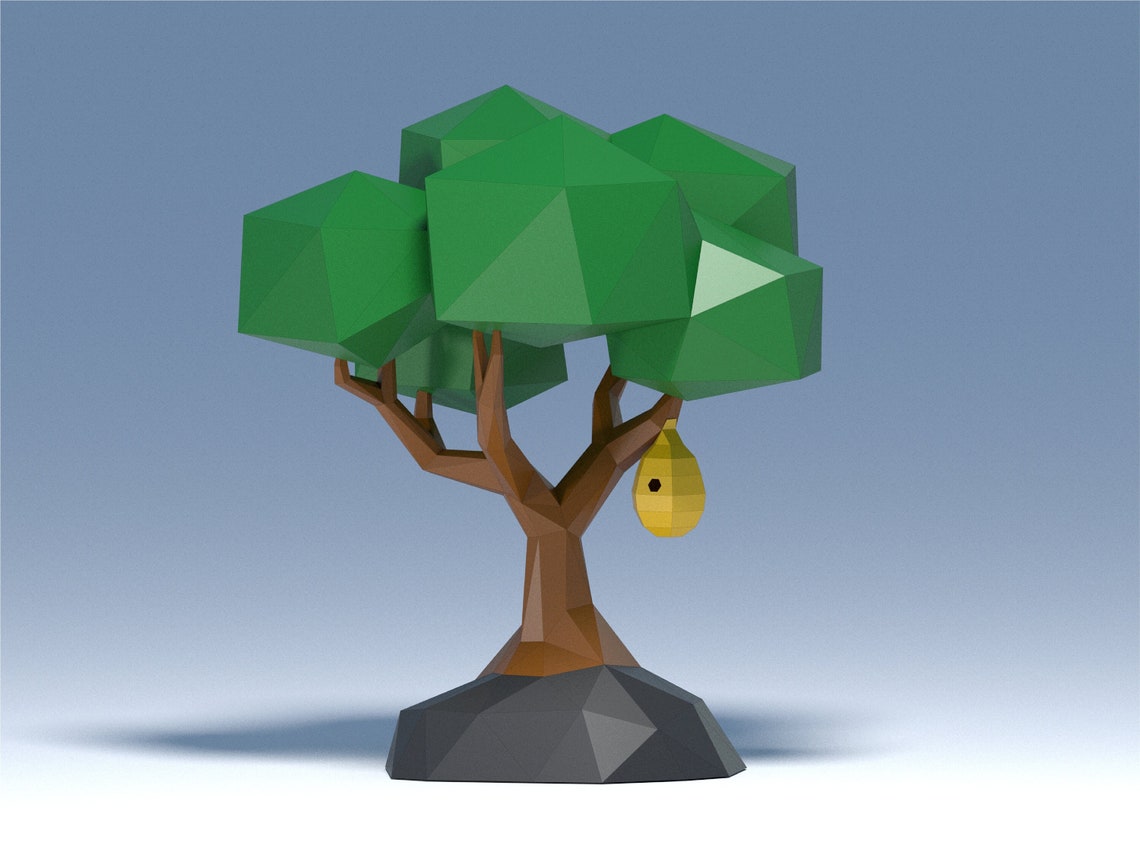 3d Papercraft Tree Template, Low Poly Paper Tree Template,diy Origami ...