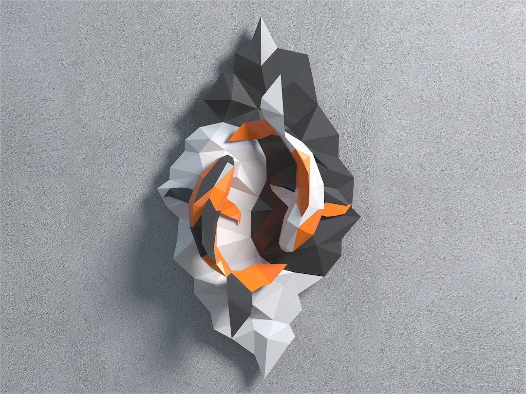 3d Papercraft Koi Carp Fish PDF Template, Paper Yin Yang Sculpture, DIY ...