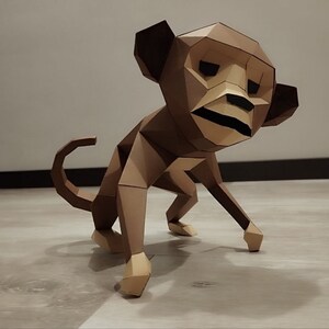 Papercraft 3d Monkey Digital Template, DIY Monkey Pattern, 3D Origami, Paper Monkey, Paper ...