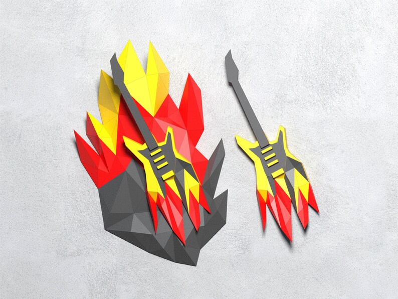 Papercraft 3D Guitar Template, SVG Template, Paper Guitar Digital PDF ...