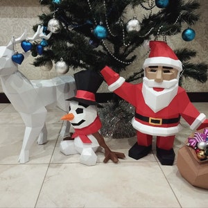 3D Papercraft Santa Snowman and Reindeer for Decorating the Christmas ...