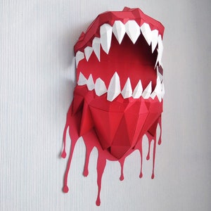 Papercraft 3d Halloween Vampire Teeth PDF Template, DIY Halloween ...