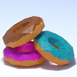 3D Papercraft Donut PDF Template, DIY Donut, Low Poly Paper Food, SVG ...