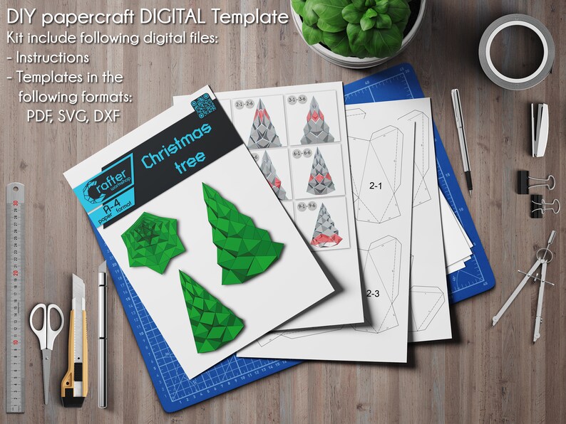 Papercraft Christmas Tree, Low Poly Christmas Tree Template, New Year ...