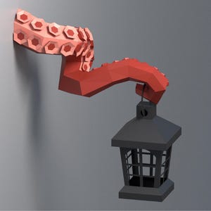 Papercraft Halloween Lantern in Octopus Tentacle, Low Poly Lantern ...