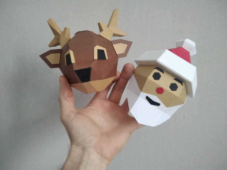 Papercraft Christmas Tree Toys, Low Poly Christmas Template, New Year ...