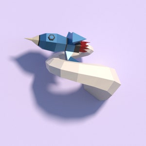 Papercraft 3D Flying Rocket Template, PDF Printable Download Pattern ...