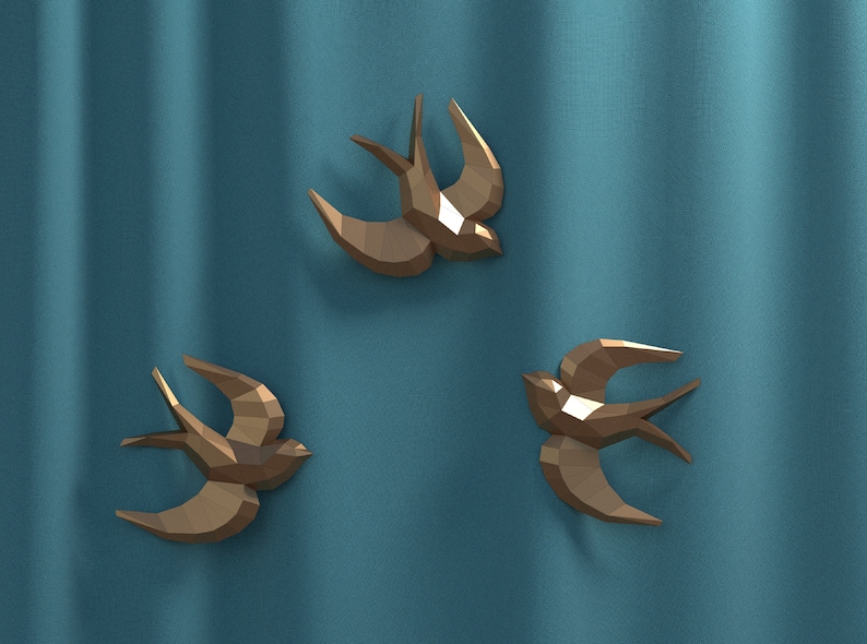 Papercraft 3D Swallow Bird Digital Template for DIY Wall Decoration ...