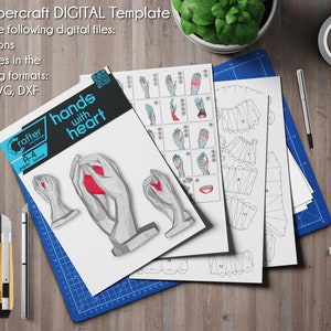 3d Papercraft Heart in Hands for Women's Day PDF Template, Paper ...