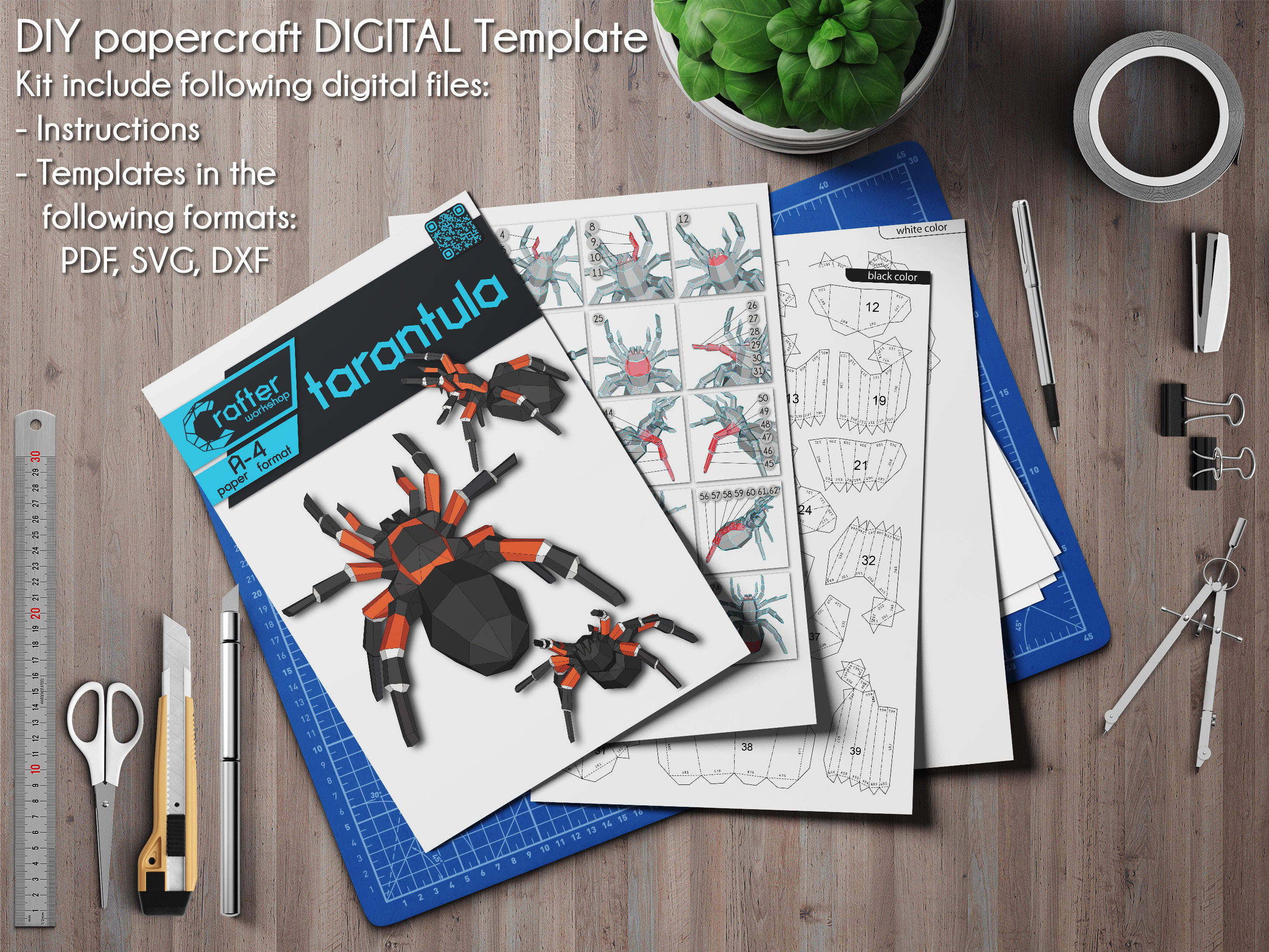 3d Papercraft Spider Tarantula Digital PDF Template, Papercraft ...