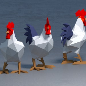 3d Papercraft Rooster PDF Template, DIY Rooster, 3D Origami, Paper Cock ...