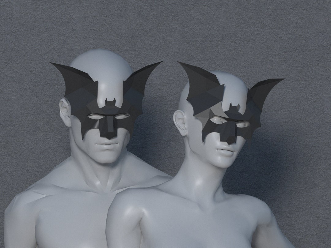 Bat Mask 3D Papercraft Template for Halloween Costume, Paper Vampire ...
