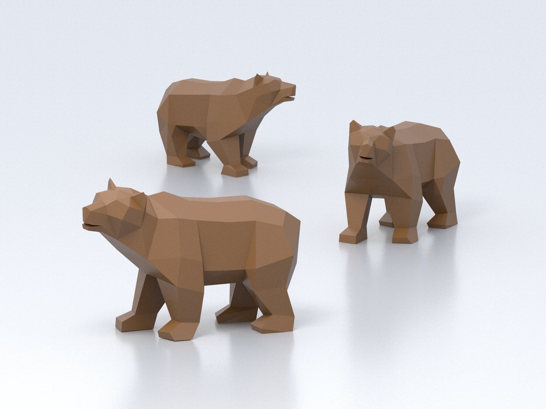 Papercraft Bear PDF Template, Paper Animal Pattern, DIY Low Poly Bear ...