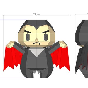 Papercraft Halloween Vampire and Bat, Low Poly Vampire and Bat Template ...