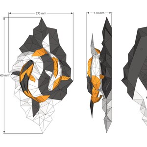3d Papercraft Koi Carp Fish PDF Template, Paper Yin Yang Sculpture, DIY ...