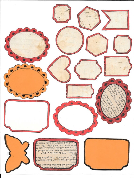 Orange Labels Tags Junk Journal DIGITAL DOWNLOAD Ephemra | Etsy