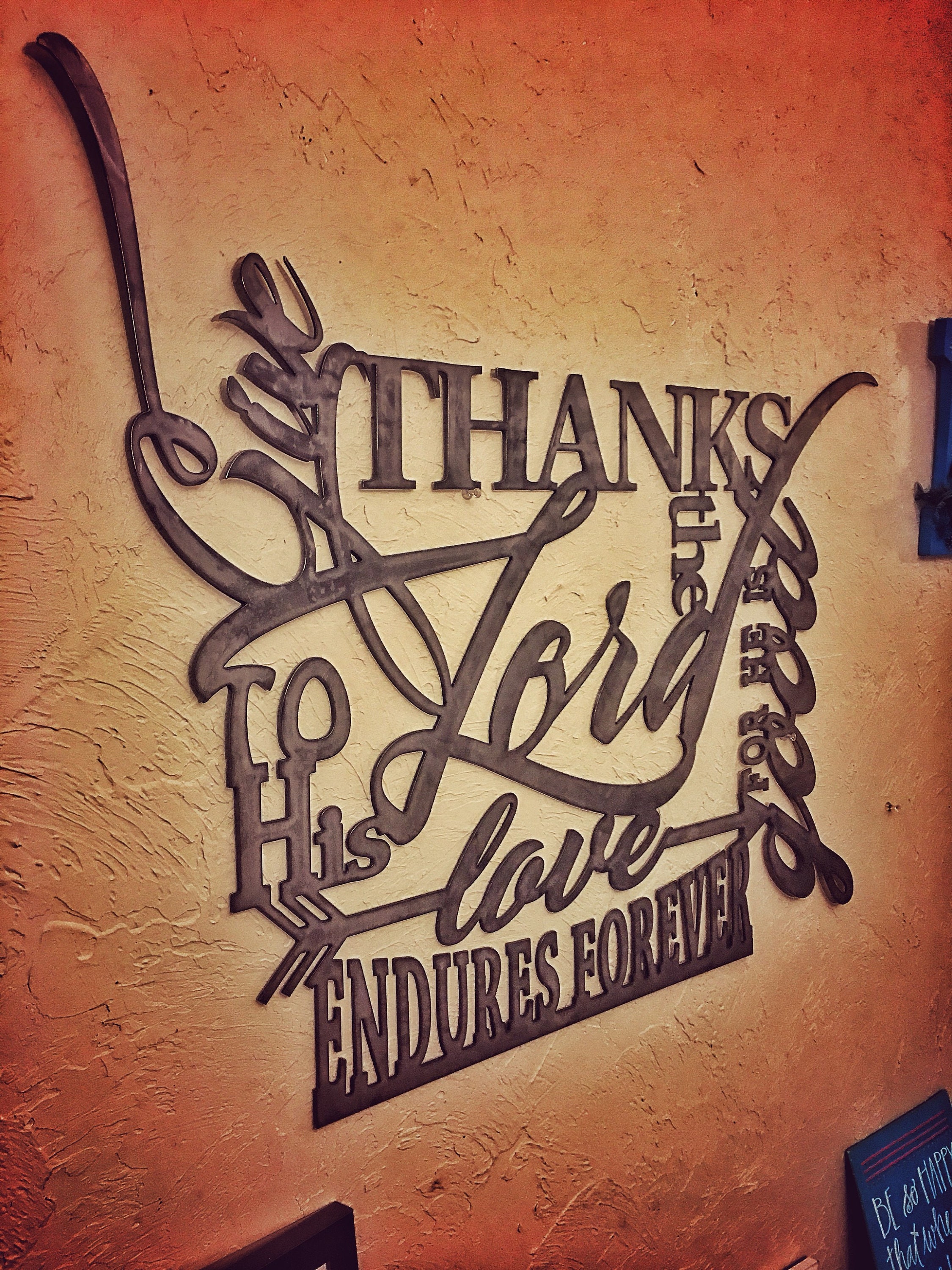 Metal scripture wall art Psalm 136:1 | Etsy