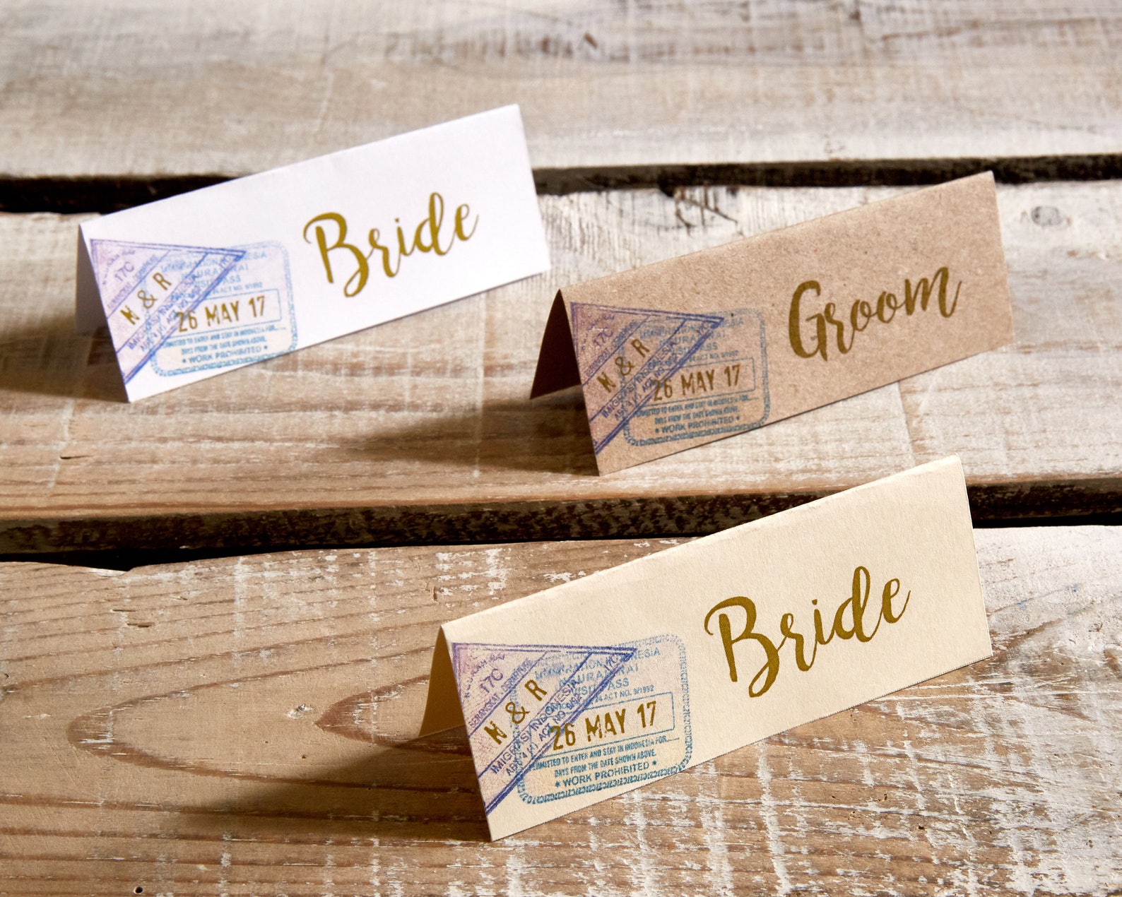 Personalised Table Place Names // Map, Passport Stamps and Bespoke ...