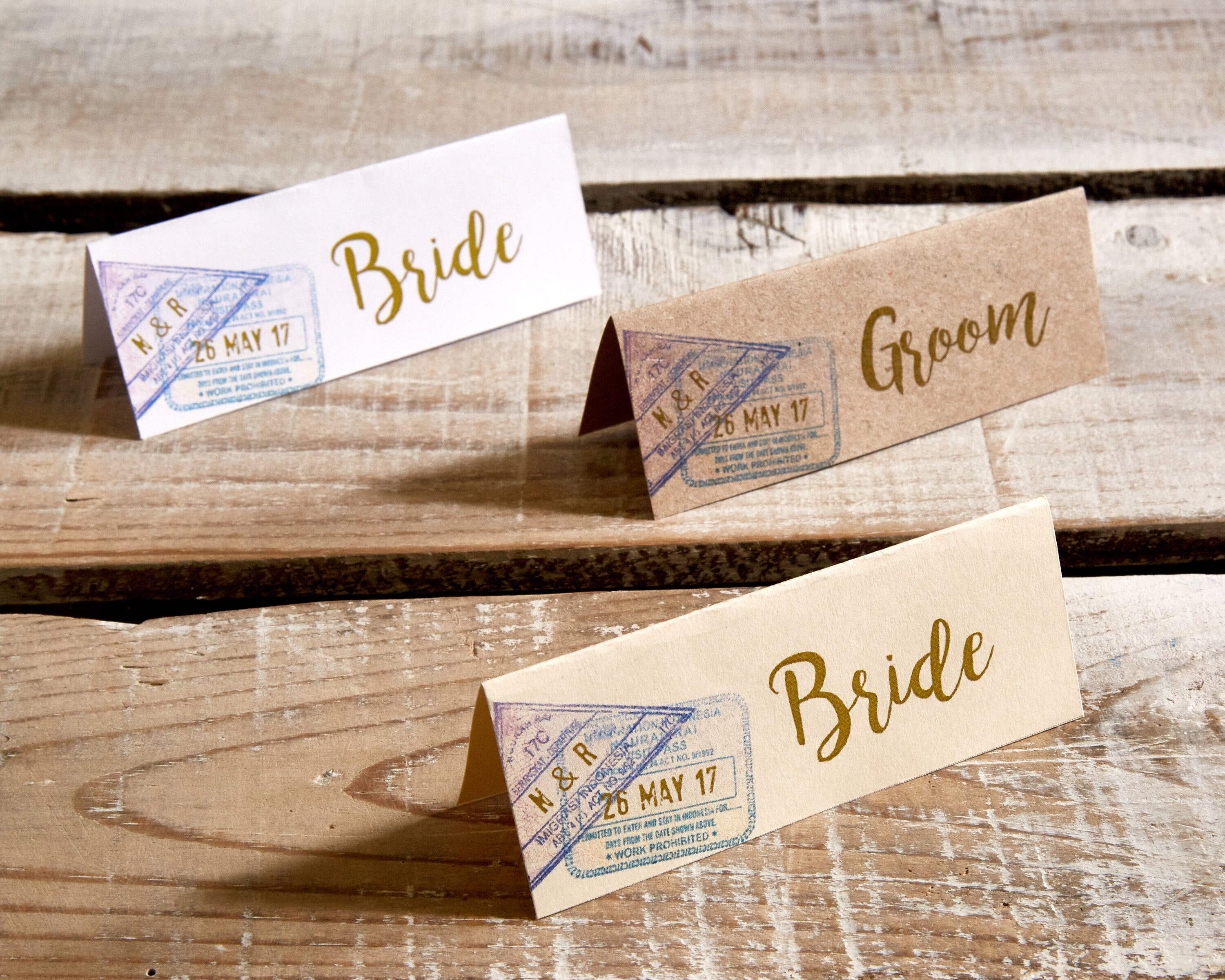 Personalised Table Place Names // Map, Passport Stamps and Bespoke ...
