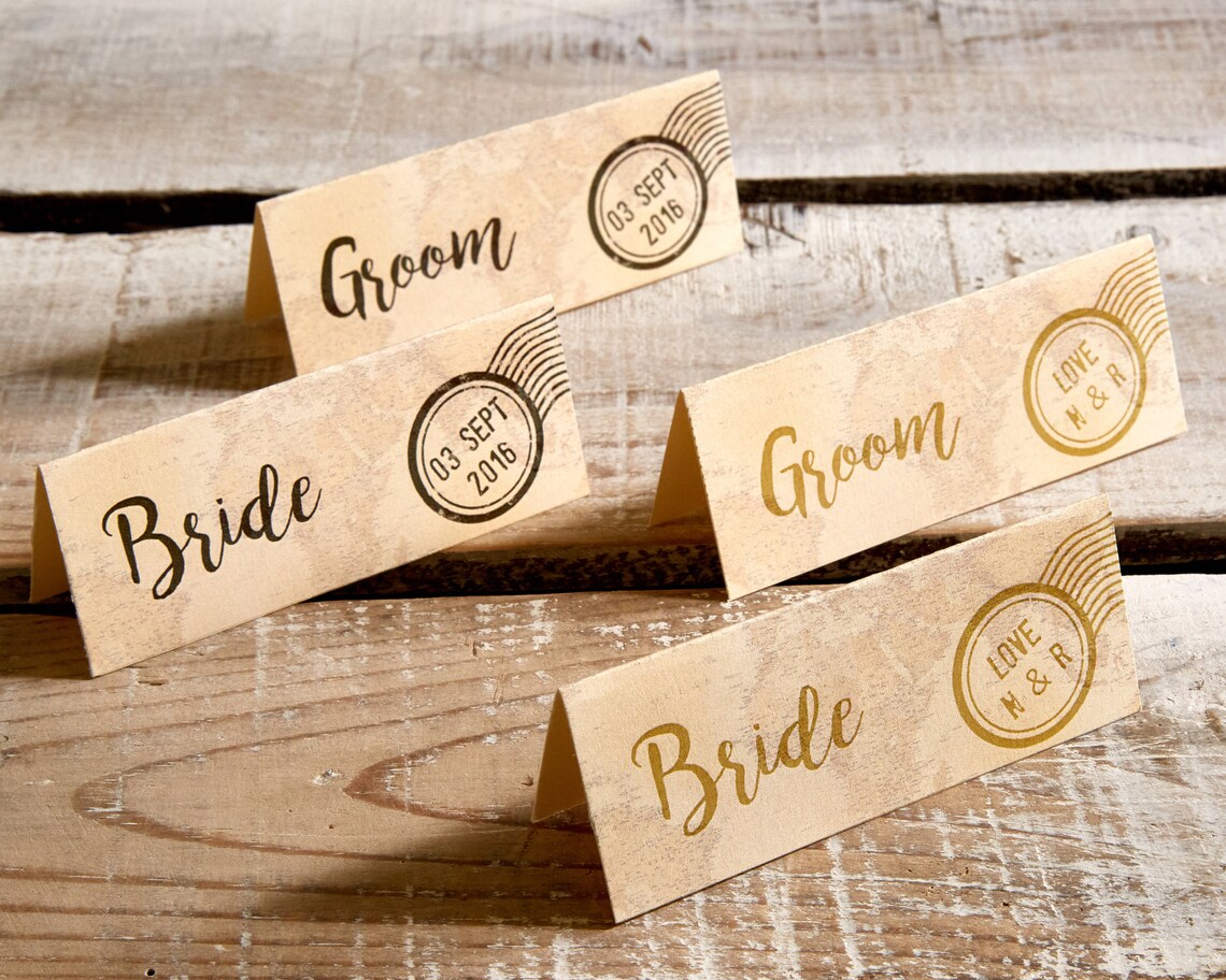 Personalised Table Place Names // Map, Passport Stamps and Bespoke ...