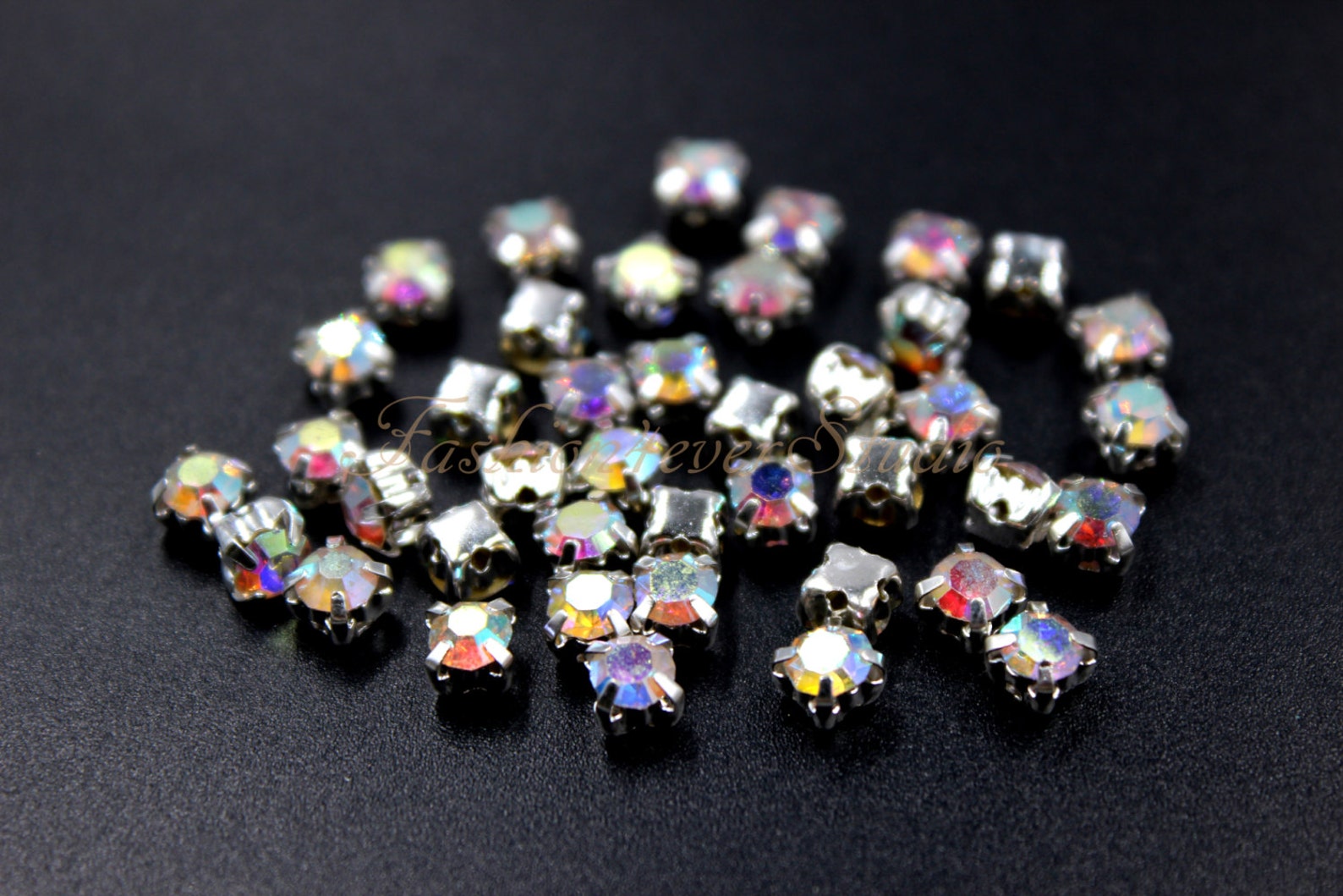 100pcs Sew on Crystal AB Chaton Montees, 4mm 5mm Sew on Rhinestones ...