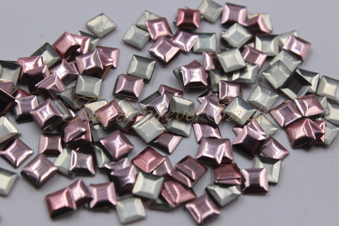 200pcs Iron on Pink Square Studs 4mm Metal Studs Hot Fix - Etsy