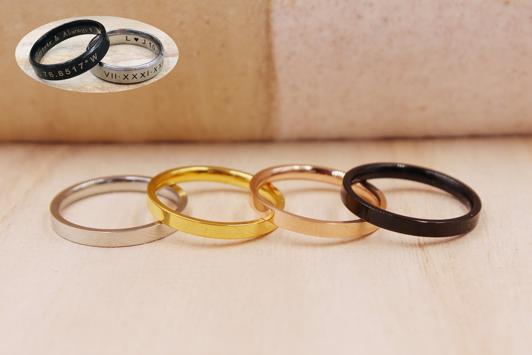 Customized 3mm Stainless Steel Ring, Steel Ring, Unisex Stainless Steel ...