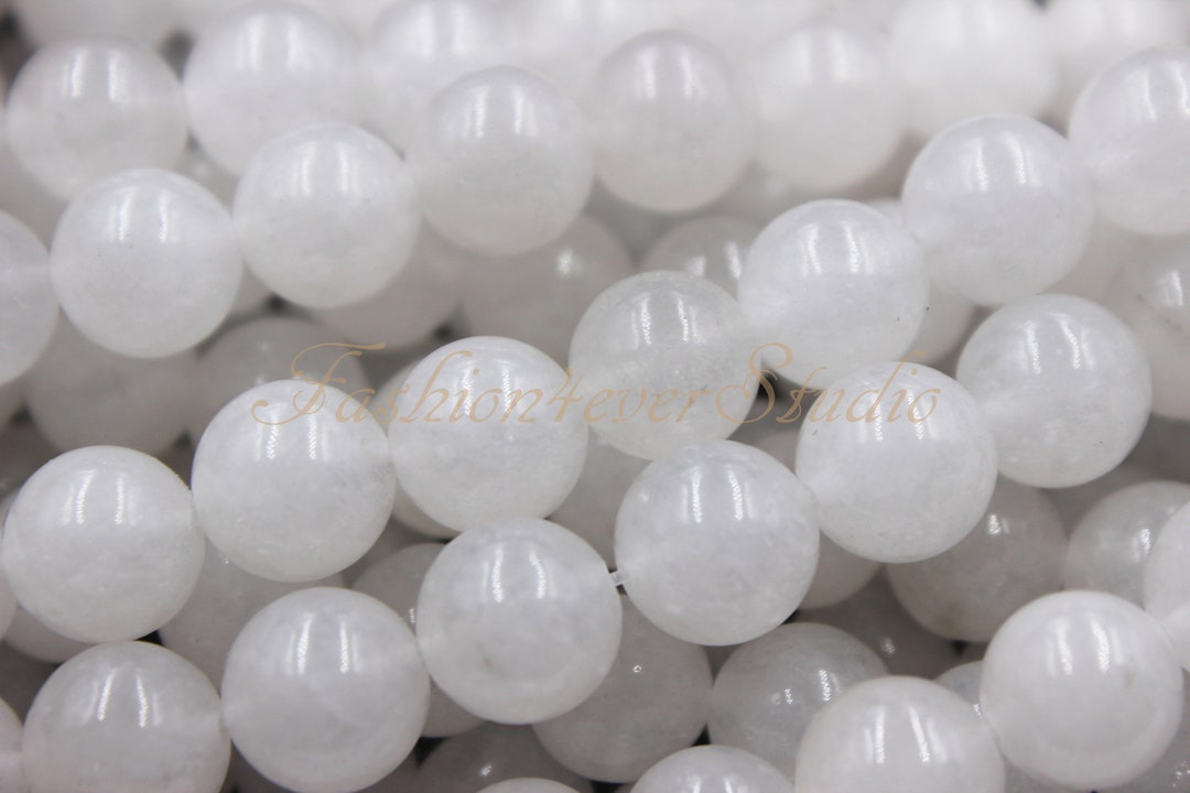 White Jade Beads, 6mm 8mm 10mm, Full Strand 15.5 Inches, Gemstone Beads ...