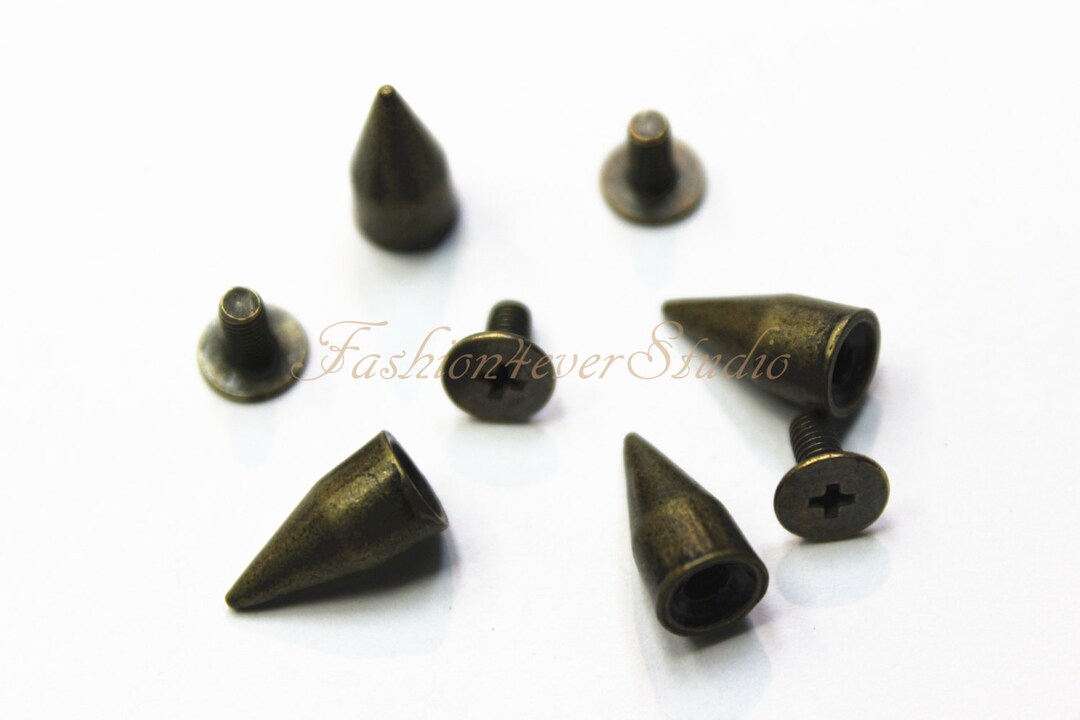 10 Sets Brass Tone Base Metal Screw on Spike, 6mmx13mm Rivets Studs ...