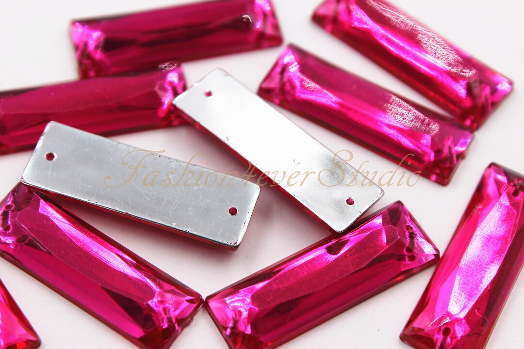 20pcs coser en Flatback Fuchsia gemas de resina, 10x30mm coser en ...