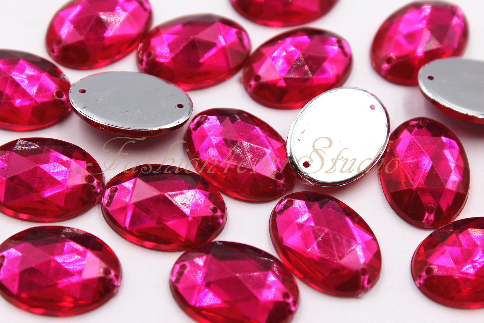 20pcs Sew on Flatback Fuchsia Resin Gems 12x17mm Sew on - Etsy