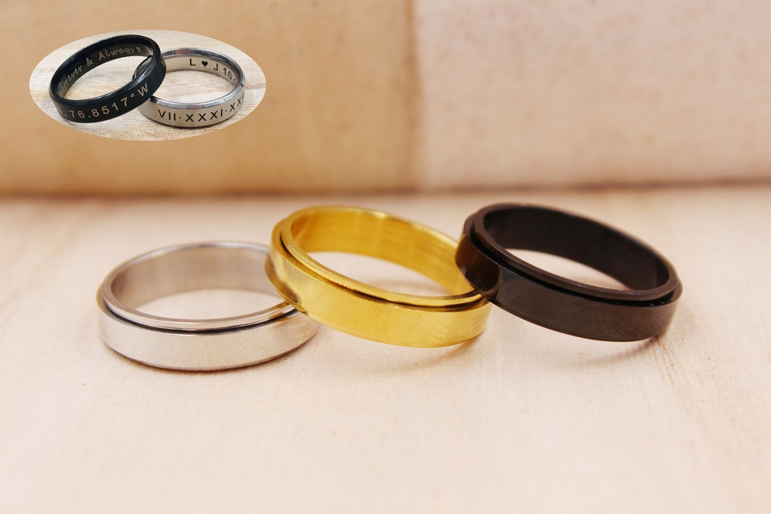 Customized 6mm Stainless Steel Ring, Steel Spinner Ring, Unisex Ring ...