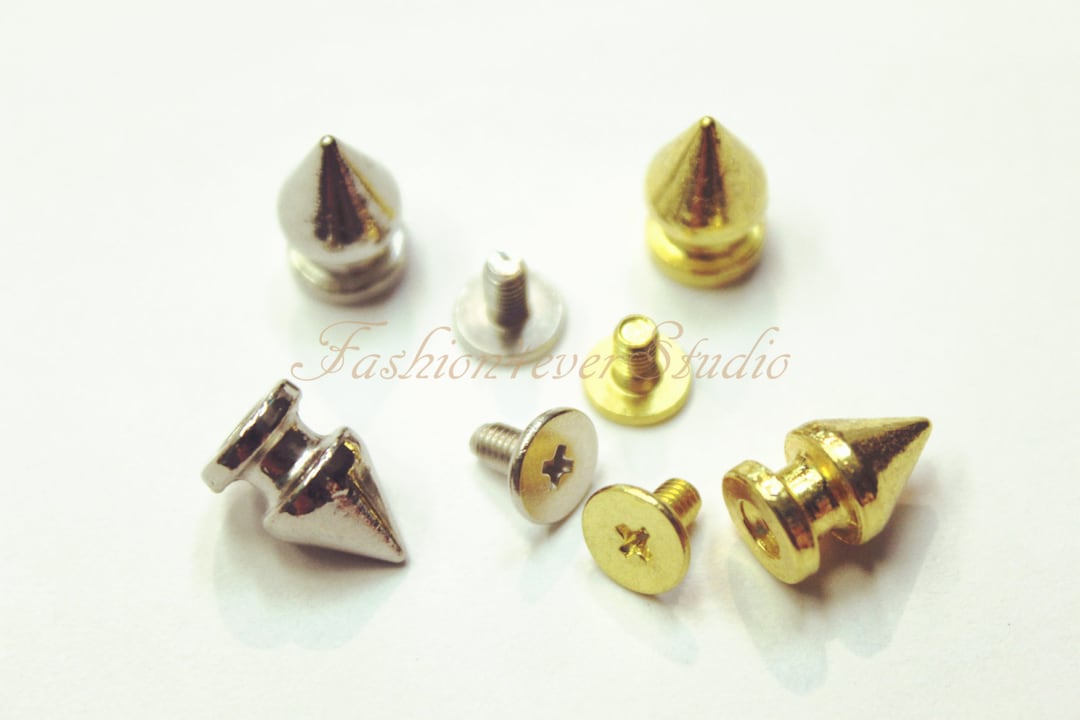 10 Sets Silver/gold Tone Base Metal Screw on Spike, 7mmx12mm Rivets ...