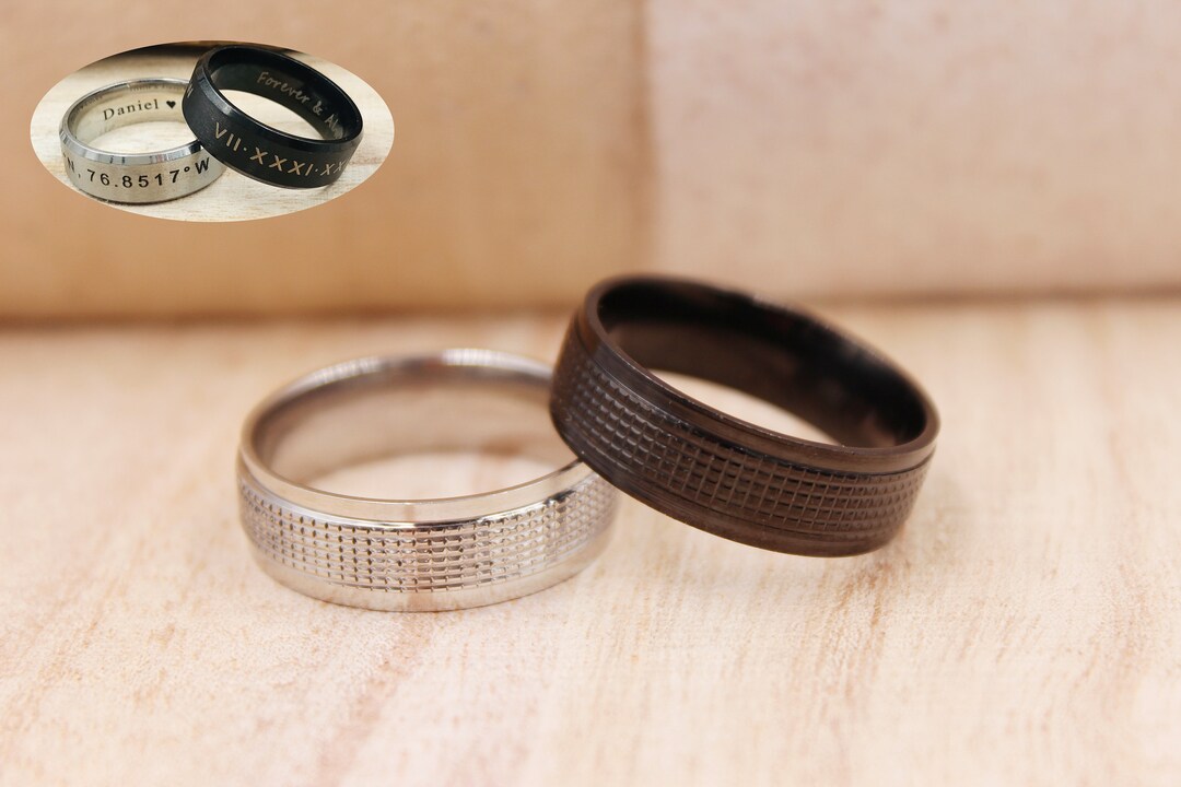 Customized 8mm Stainless Steel Ring, Laser Engraved Ring, Unisex Ring ...