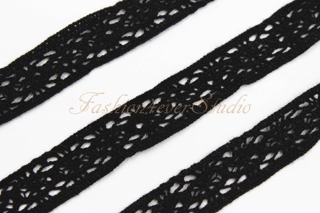 5 Yards - Black Trim, Braid Trim, Black Cotton Trim, Vintage Black Trim ...