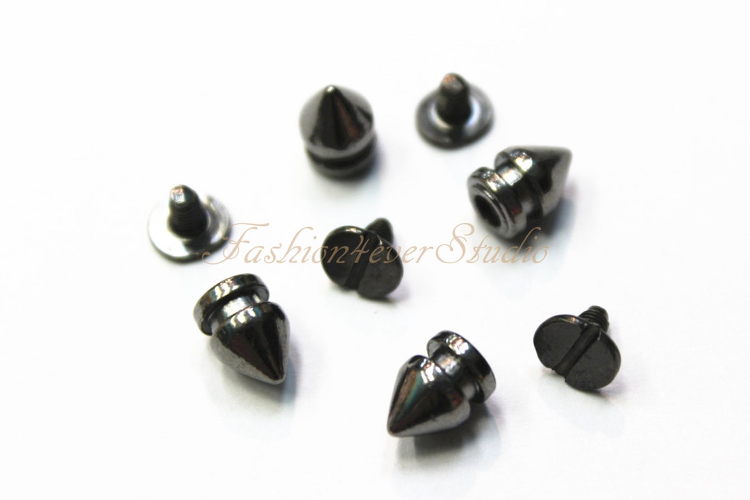 10 Sets Gun Metal Screw on Spike, 6mmx9mm Rivets Studs Spikes, Leather ...