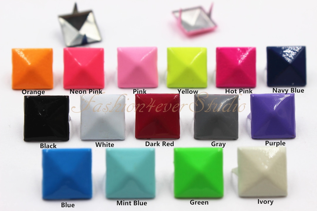 100pcs Neon Studs Spikes, 11mmx11mm Metal Studs, Rivets Studs Spikes ...